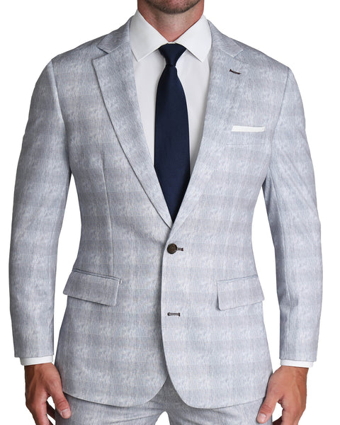 Athletic Fit Stretch Suit - Light Grey Plaid - State and Liberty ...